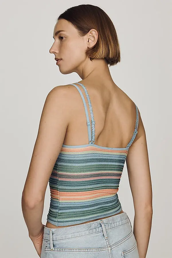Lyrebird Summer Sparkle Striped Tank Top - Green Stripe | Editorialist